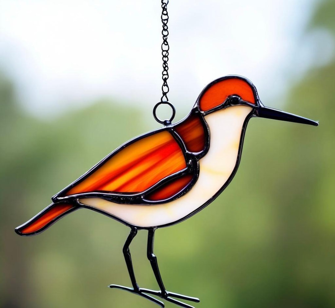 Stained Glass Sandpiper Suncatcher: Handmade Coastal Window Decor - Etsy