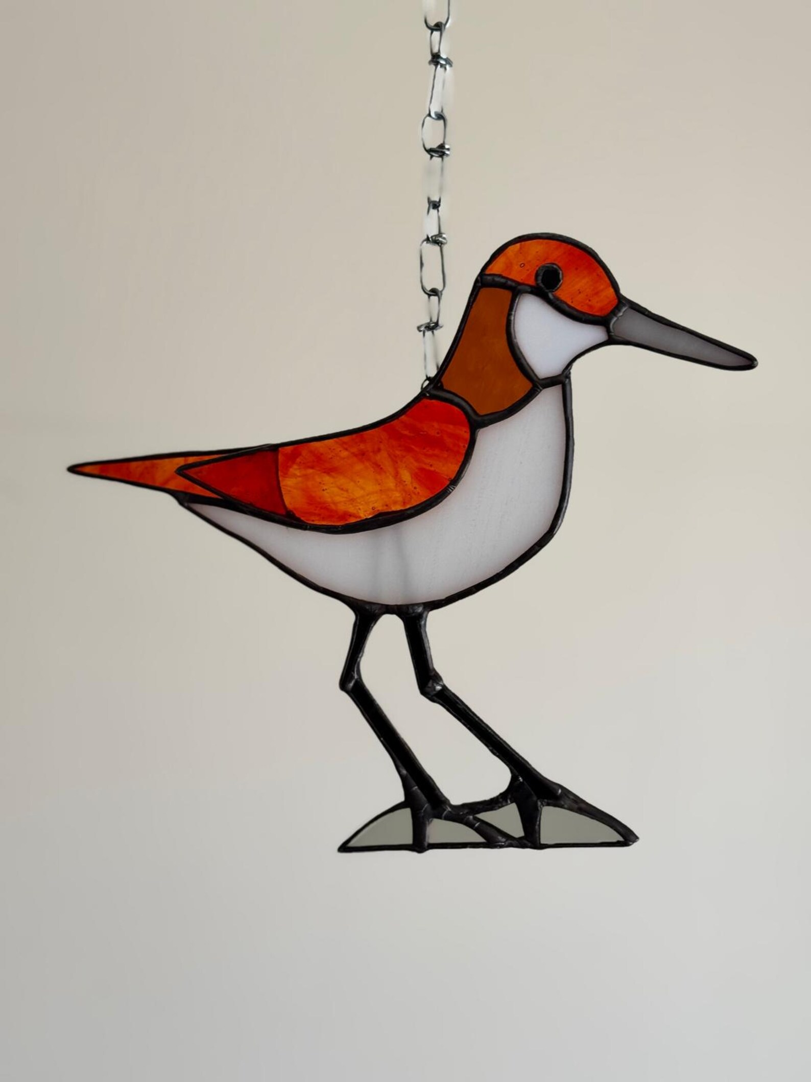 Stained Glass Sandpiper Suncatcher: Handmade Coastal Window Decor - Etsy