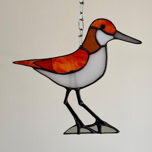 Stained Glass Sandpiper Suncatcher: Handmade Coastal Window Decor - Etsy