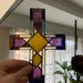 Handcrafted Stained Glass Cross Blue Illuminated Christian Art Unique ...