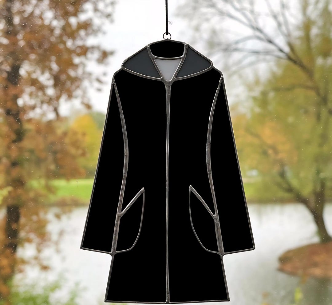 Stained Glass Black Cloak | Gothic Window Hanging | Darkwing Inspired ...