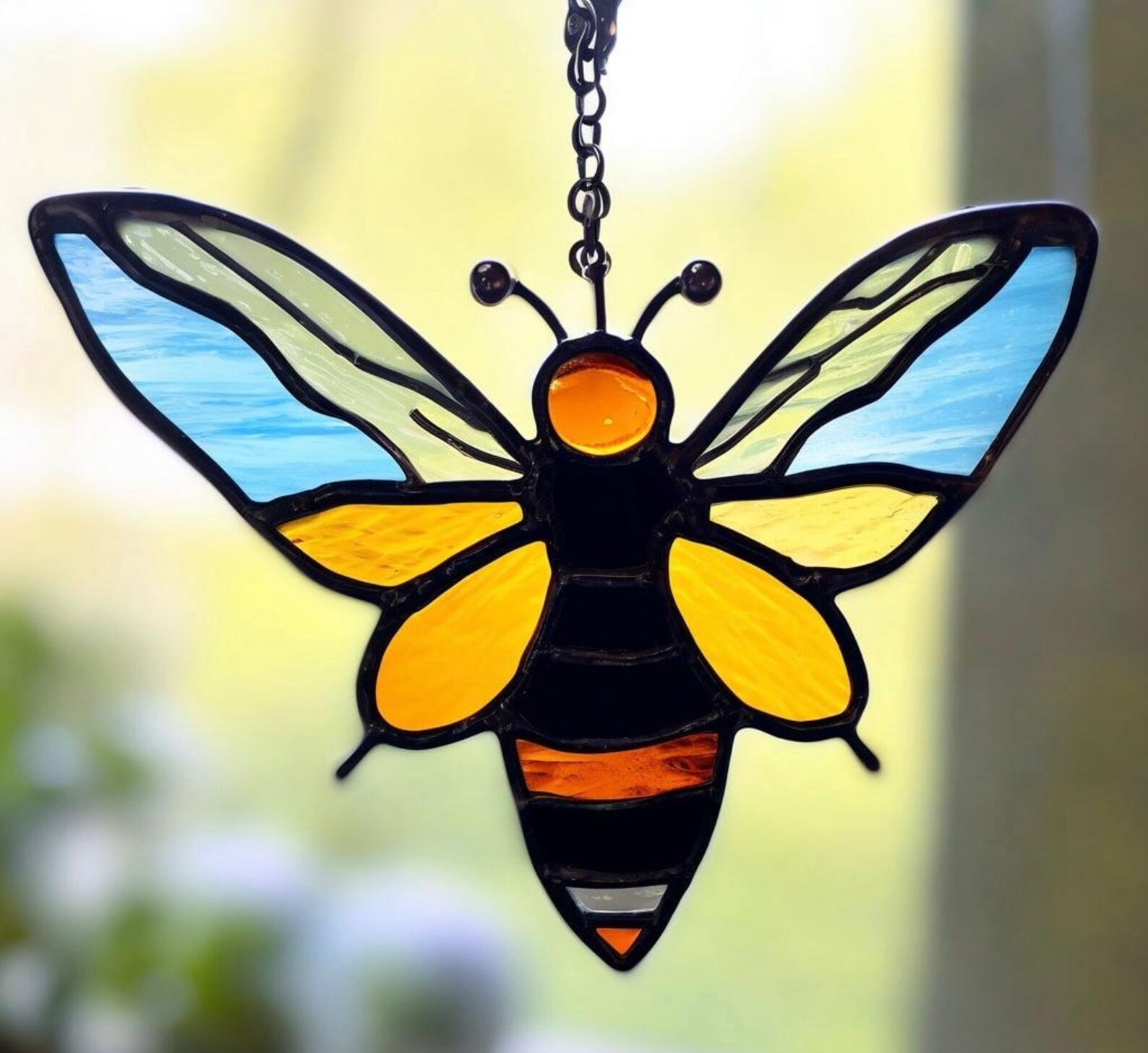 Stained Glass Bee Suncatcher: Handmade Honeybee Window Ornament - Etsy