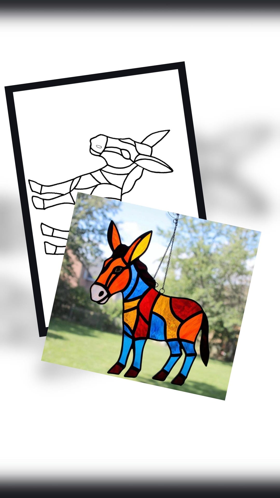 Donkey Suncatcher Stained Glass Pattern – DIY Vitrage Template (PDF ...