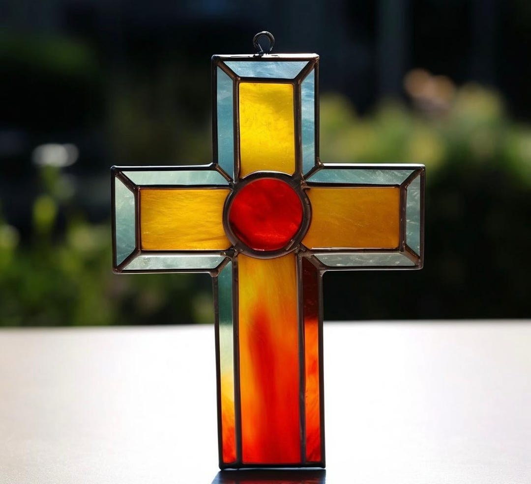 Baptism Confirmation Blue "custom Handmade Stained Glass Cross ...