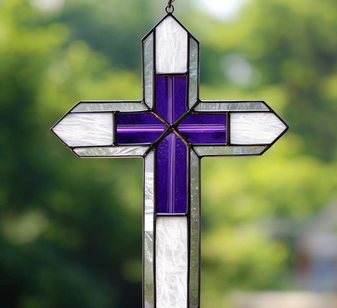 Handmade Stained Glass Cross: Vibrant Christian Home Decor - Etsy