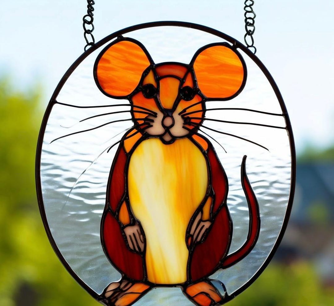 Stained Glass Mouse Ornament Handmade Suncatcher, Small Animal Decor ...