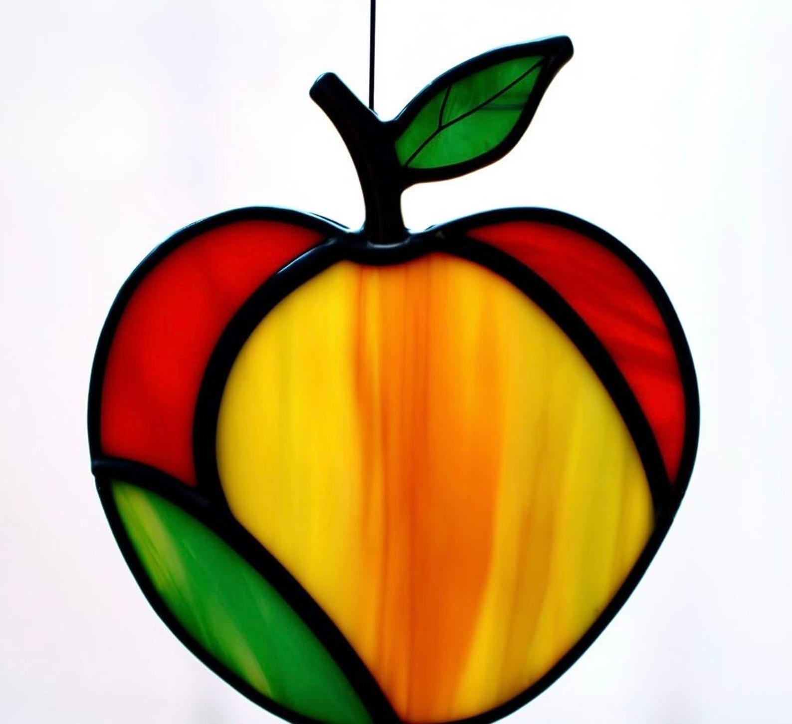 Stained Glass Apple Suncatcher: Handmade Vibrant Window Ornament - Etsy