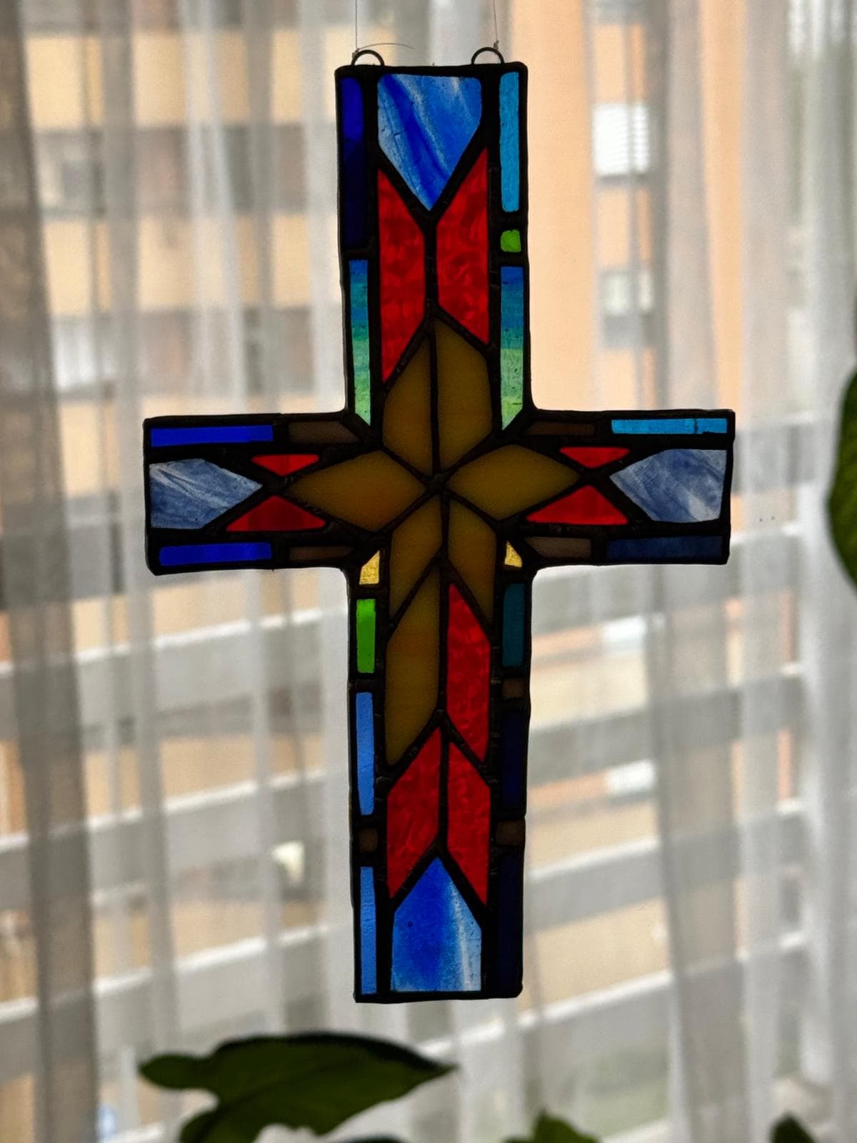 Handmade Stained Glass Cross: Christian Religious Decor, Spiritual Gift ...