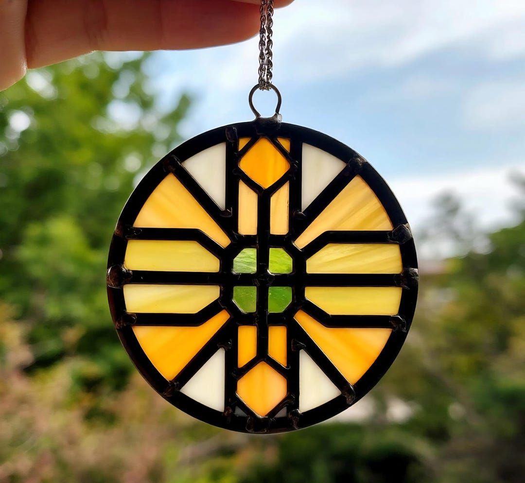 Stained Glass Korean Suncatcher – Traditional Asian Geometric Design ...