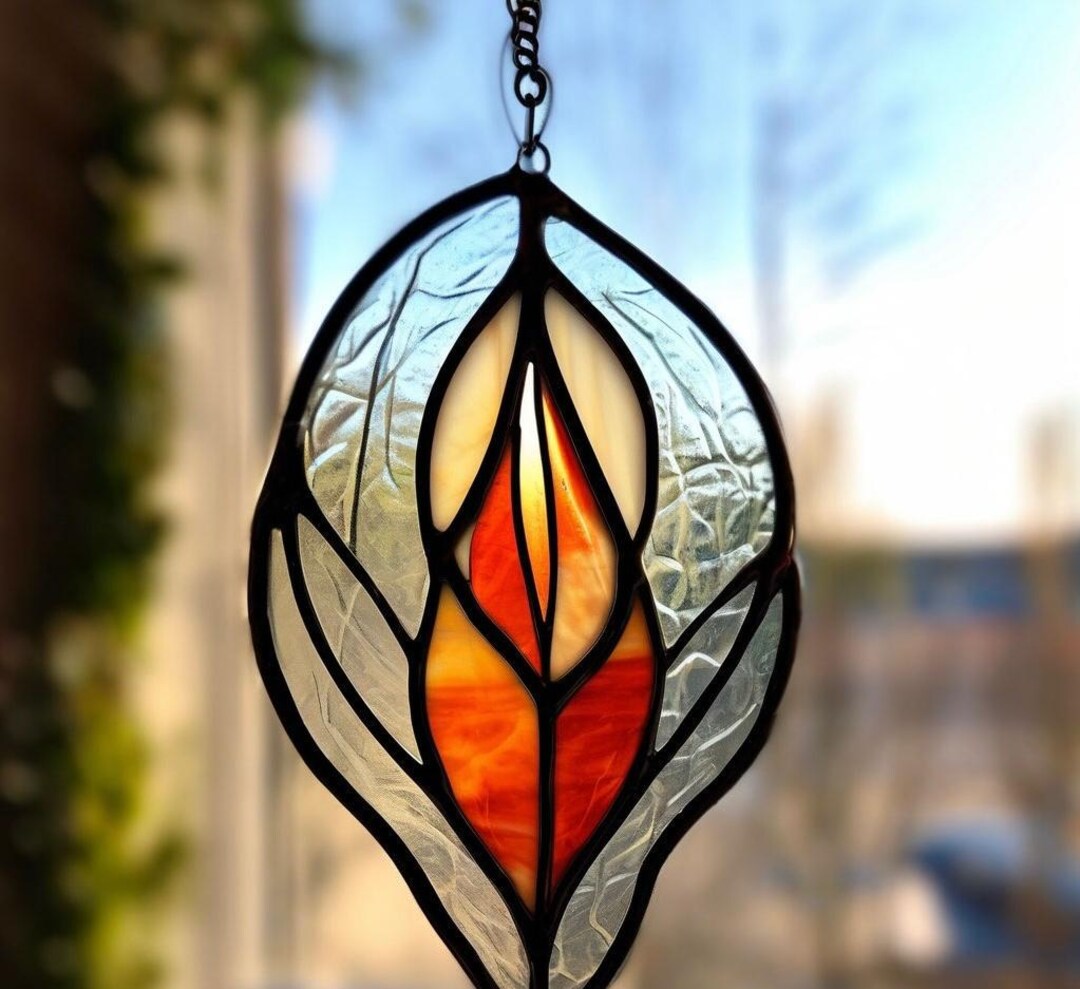 Stained Glass Yoni Suncatcher, Handmade Abstract Vulva Ornament - Etsy