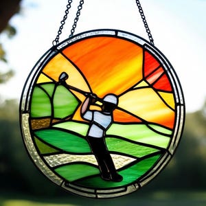 Stained Glass Golf Suncatcher: Handmade Sports Decor - Etsy
