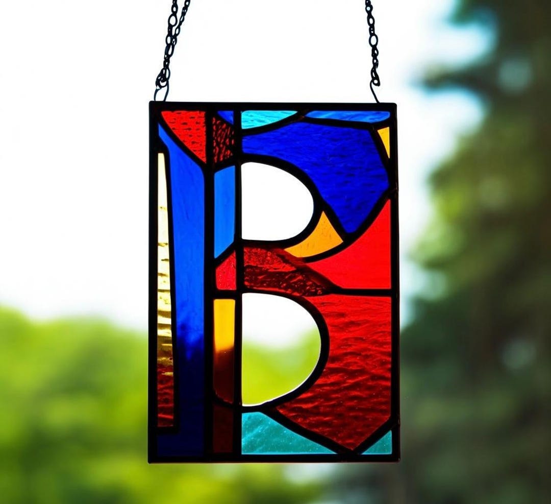 Stained Glass Letter B Handmade Decorative Alphabet Art Custom Monogram ...