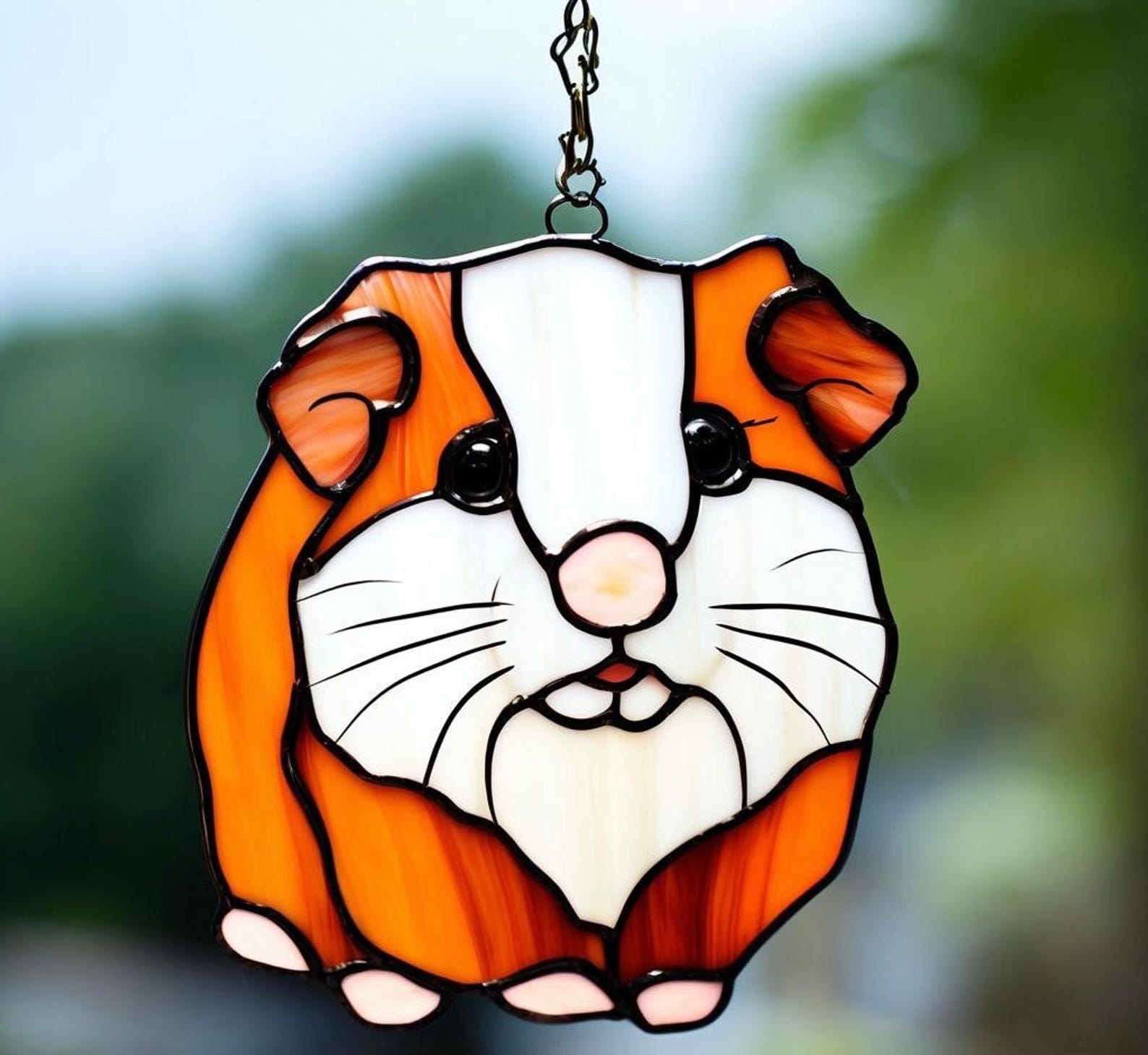 Stained Glass Guinea Pig Suncatcher: Handmade Window Decor - Etsy
