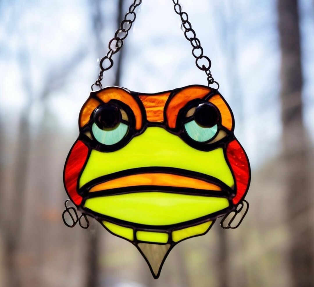Frog Window Head Stained Glass Animal, Glass Frog Art Frog Wall Hanging ...