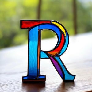 Stained Glass Letter R Handmade Decorative Alphabet Art Custom Monogram ...