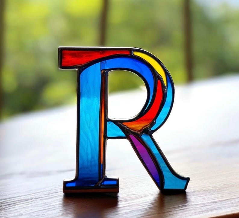 Stained Glass Letter R Handmade Decorative Alphabet Art Custom Monogram ...