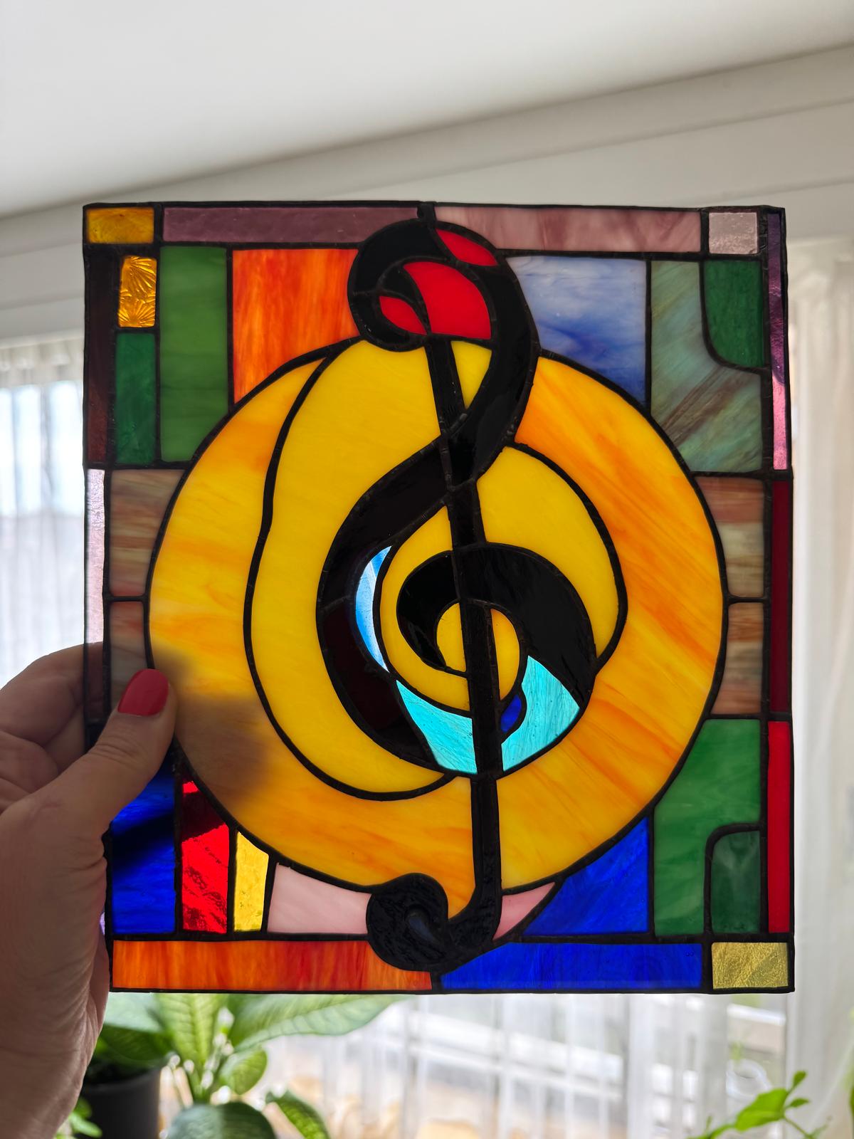 Handmade Stained Glass Treble Clef Suncatcher: Musical Window Decor - Etsy