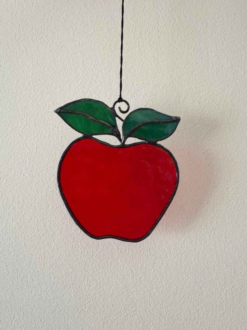 Stained Glass Apple Suncatcher: Handmade Window Ornament - Etsy