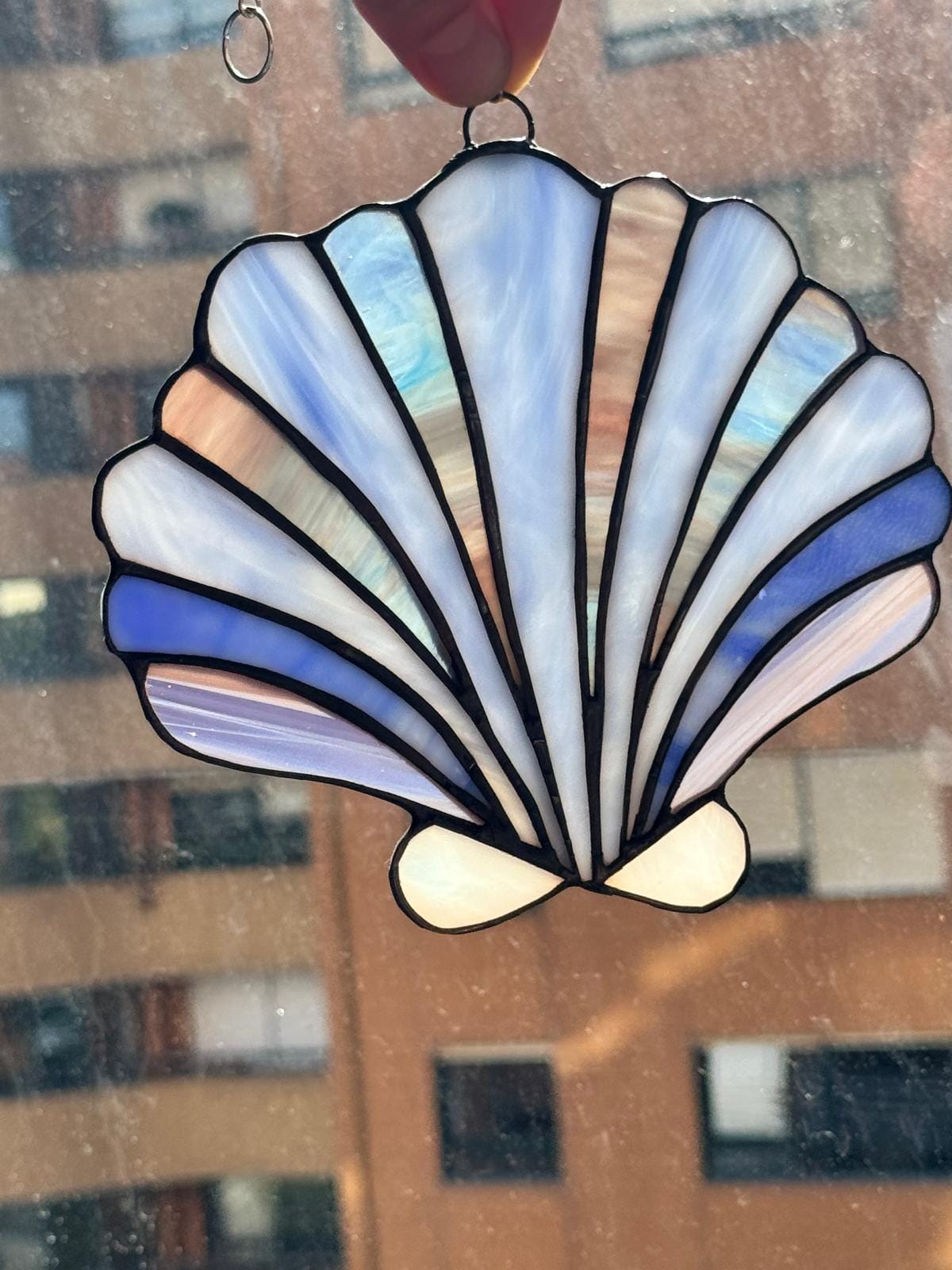 Stained Glass Seashell Suncatcher: Handmade Coastal Window Hanging - Etsy