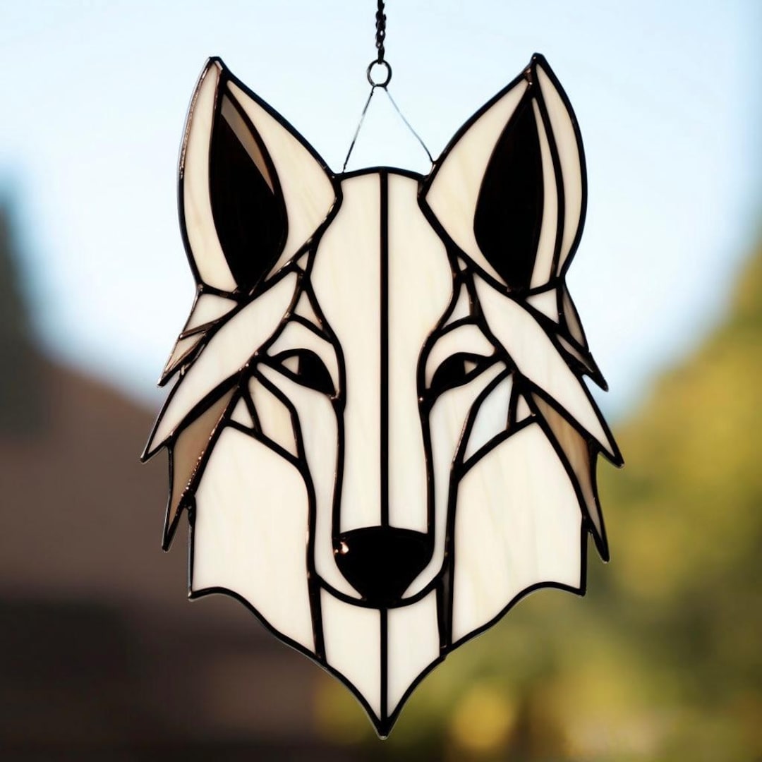Stained Glass Wolf Handcrafted Window Suncatcher Unique Wildlife Decor ...