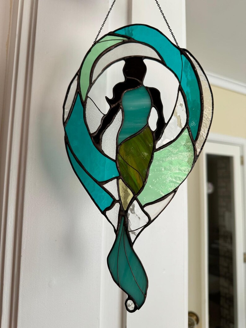 Handcrafted Stained Glass Mermaid Suncatcher: Nautical Home Decor - Etsy