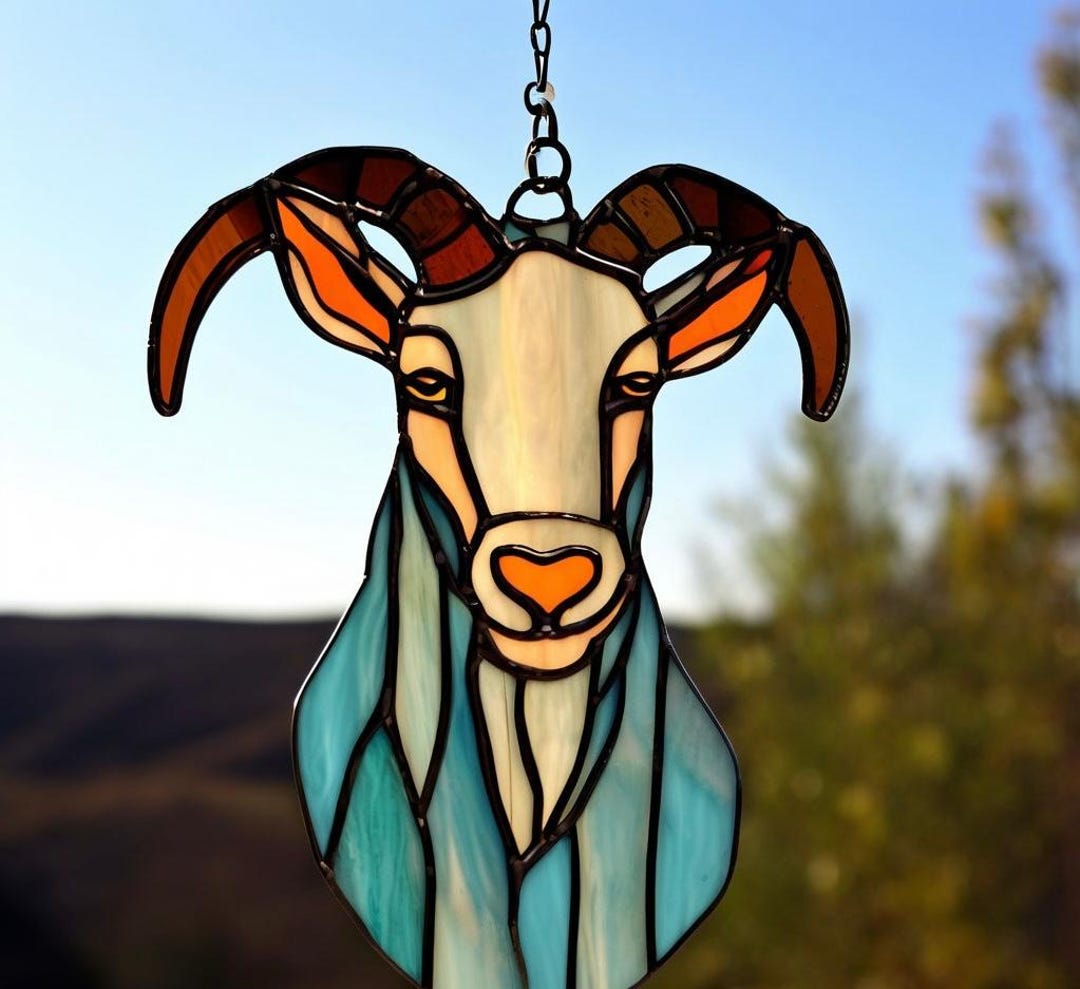 Handmade Stained Glass Goat Suncatcher: Farmhouse Window Ornament - Etsy