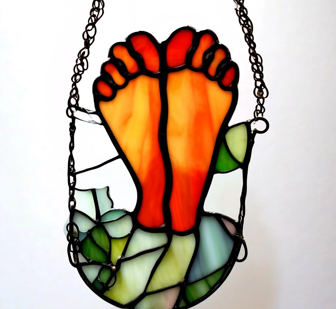 Stained Glass Footprint Suncatcher: Vivid Color Reflection Art - Etsy