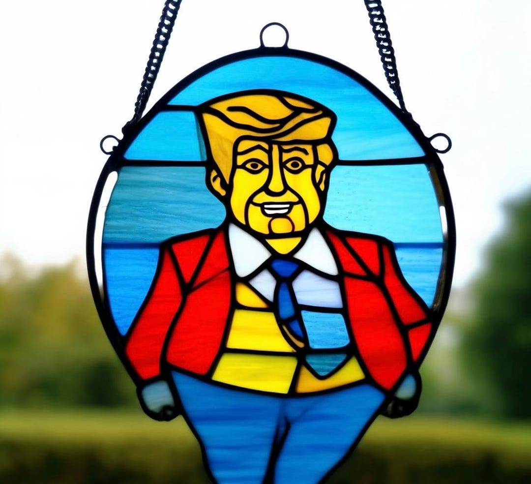Handmade Stained Glass Donald Trump Suncatcher: Political Art Decor - Etsy