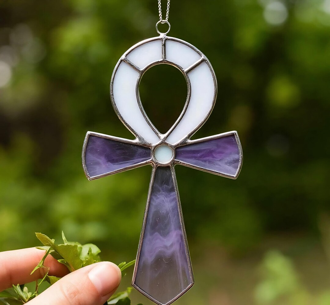 Stained Glass Ankh Suncatcher - Egyptian Symbol of Life - Handmade ...