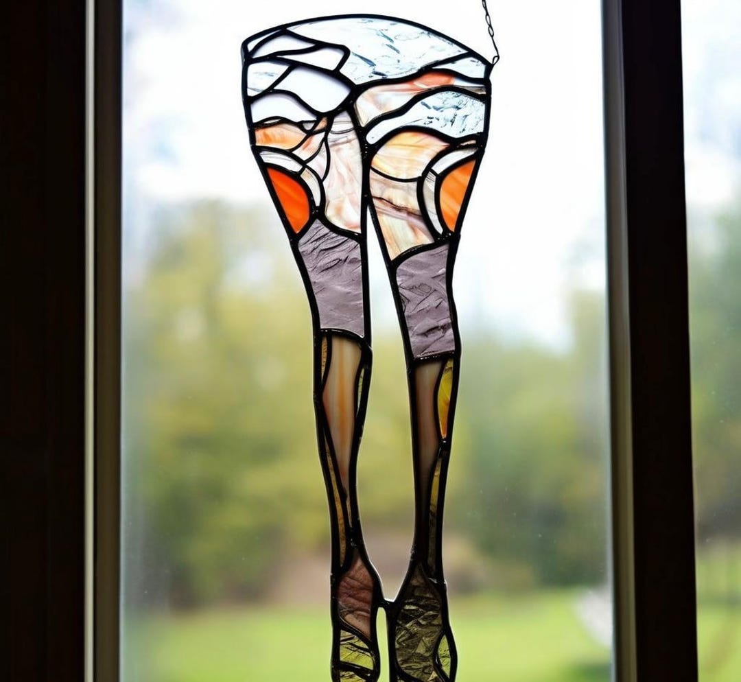 Stained Glass Tights Suncatcher: Handmade Leg Art Window Hanging - Etsy