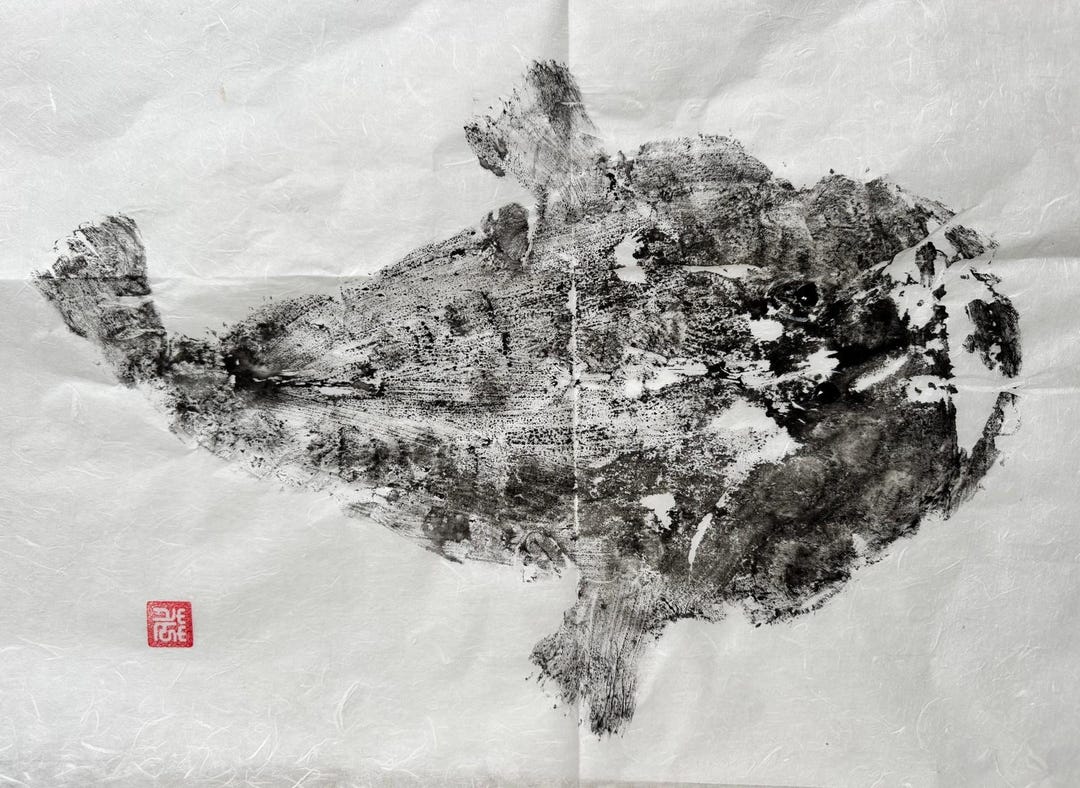 Gyotaku Monkfish Print – Japanese Fish Art, Ocean Decor - Etsy
