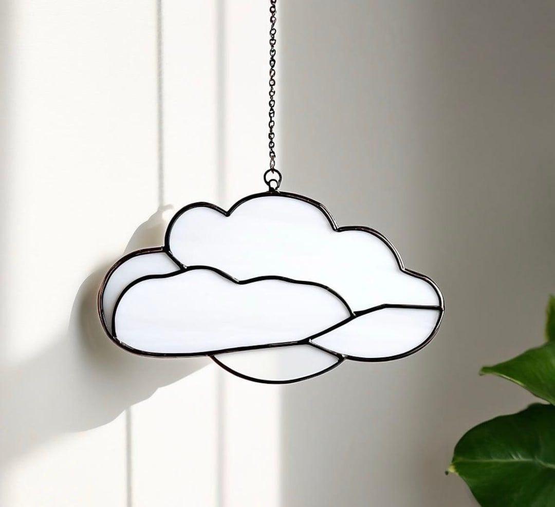 Stained Glass Cloud Suncatcher: Handmade Nursery Window Decor - Etsy
