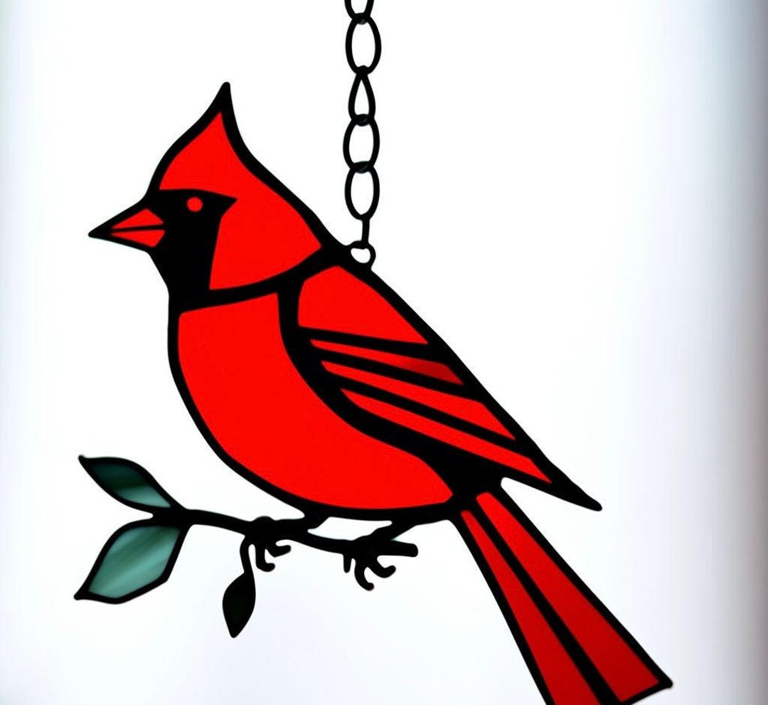 Handmade Red Cardinal Suncatcher: Glass Bird Window Ornament - Etsy