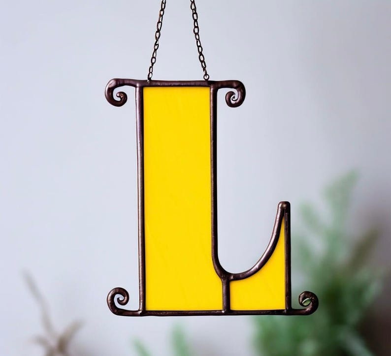 Stained Glass Letter L Handmade Decorative Alphabet Art Custom Monogram ...