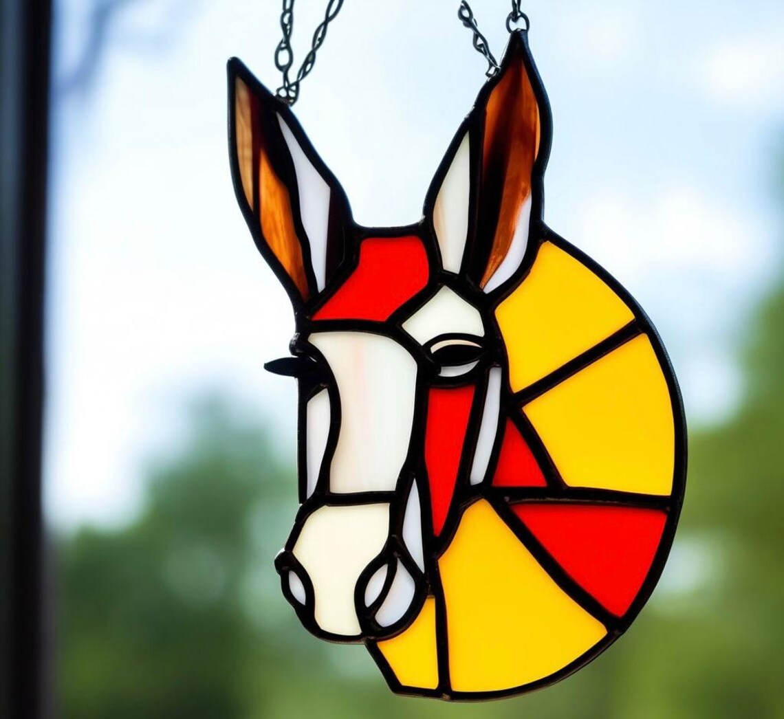 Glass Donkey Suncatcher, Farm Animal Hanging Decor, Donkey-themed Gift ...