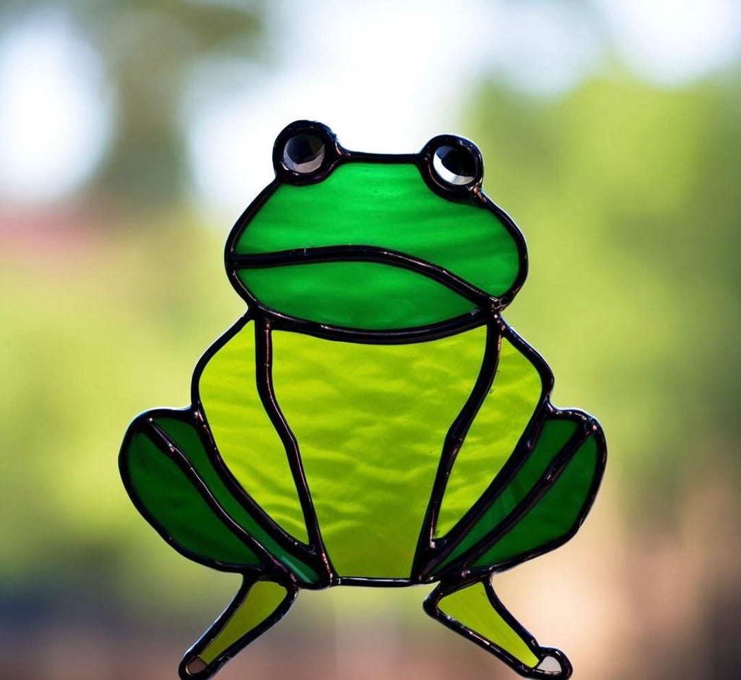 Stained Glass Frog Window Hanging: Handmade Eco-friendly Decor - Etsy