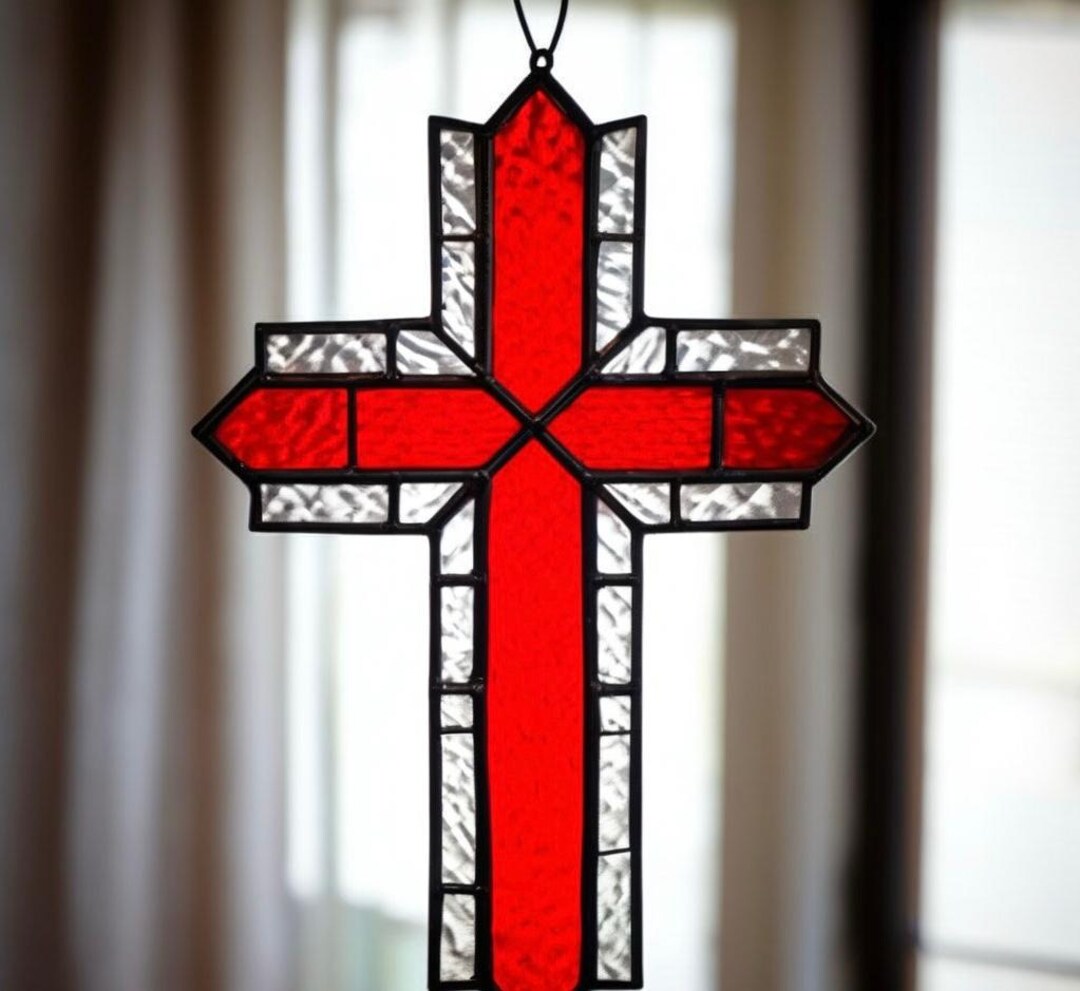 Handcrafted Stained Glass Cross, Illuminated Exquisite Handcrafted ...