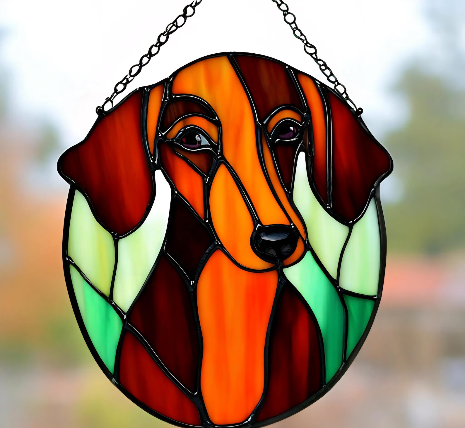 Stained Glass Dachshund Suncatcher: Handmade Wiener Dog Window Decor - Etsy