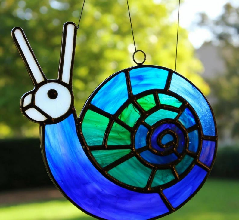 Apanhador de Sol em forma de Caracol de Vitral: Decoração de Jardim ...