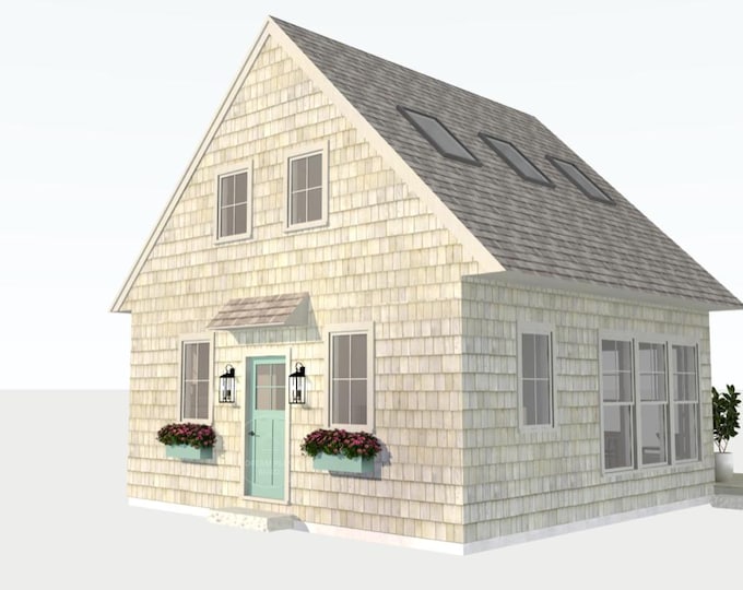 22' X 48' (15 X 7 Meters) Lean to Cottage Architectural Plans - Custom ...