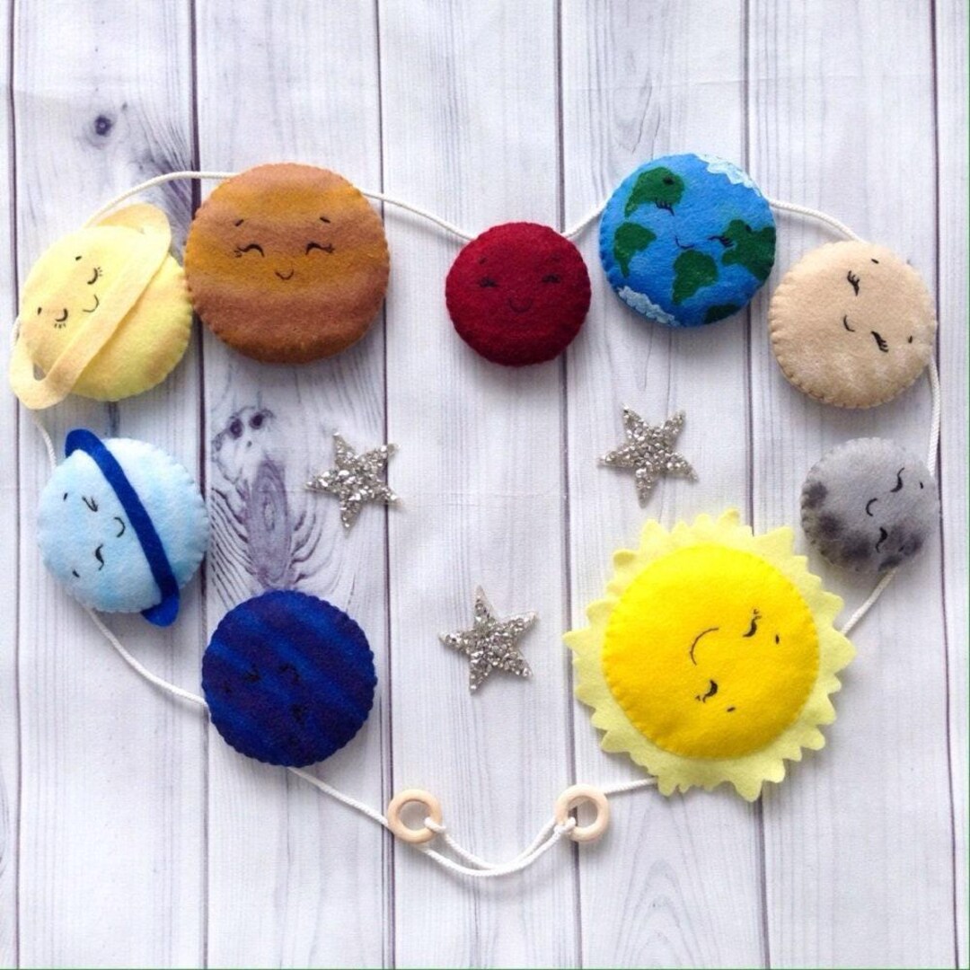 Felt Planets Garland, Space Wall Decor, Solar System Garland, Planets ...