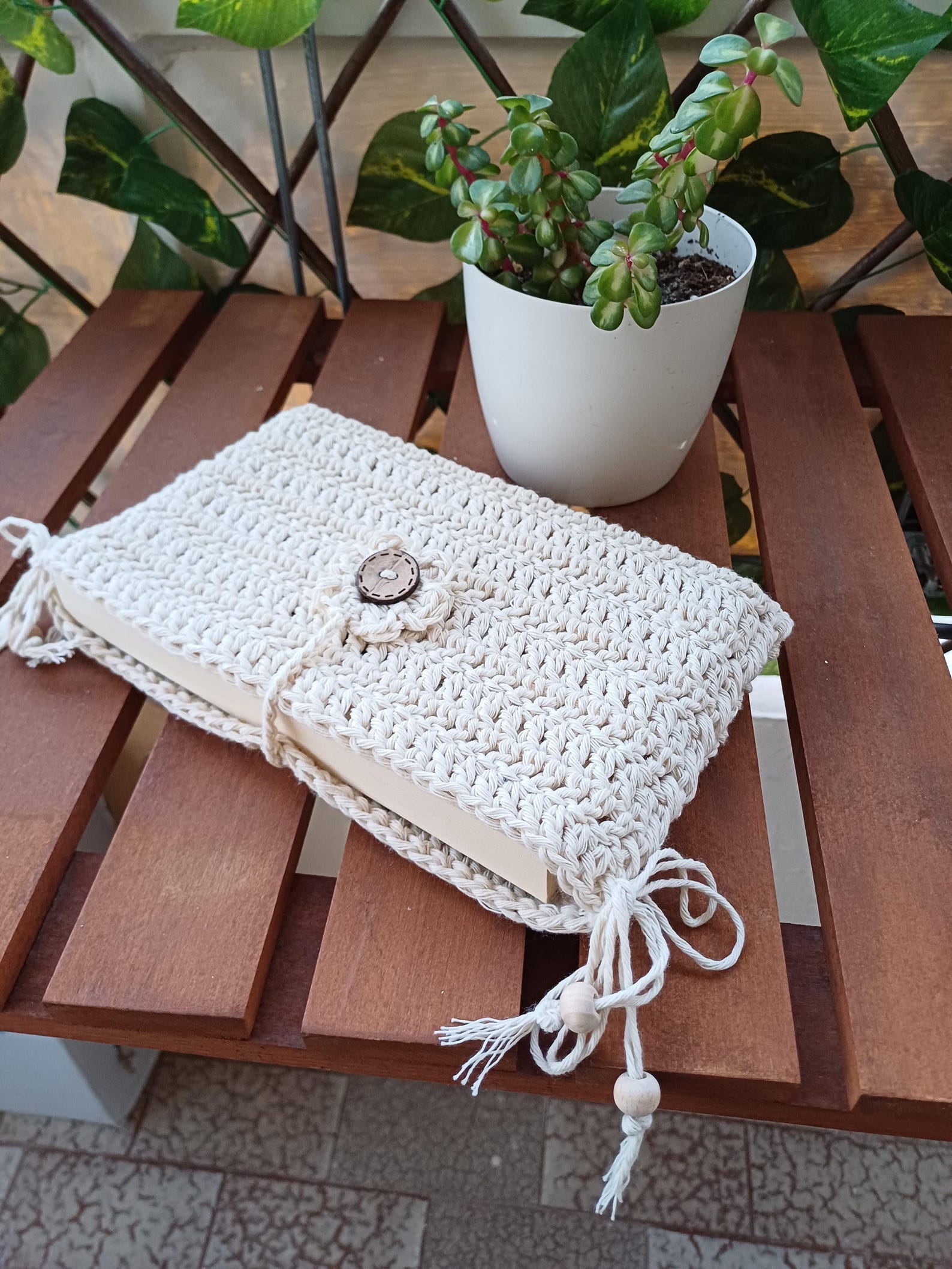 Boho Crochet Book Sleeve With Floral Accent – Soft and Protective Book ...