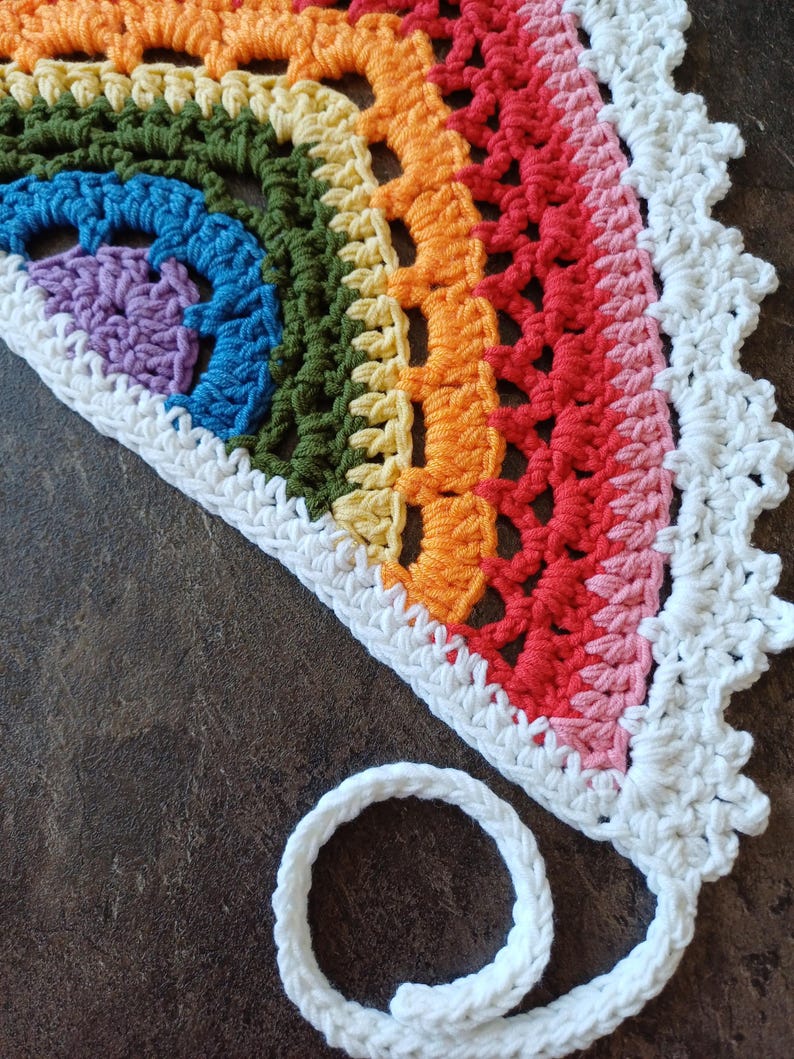 Handmade Rainbow Crochet Bandana, Boho Triangle Head Scarf, Colorful ...