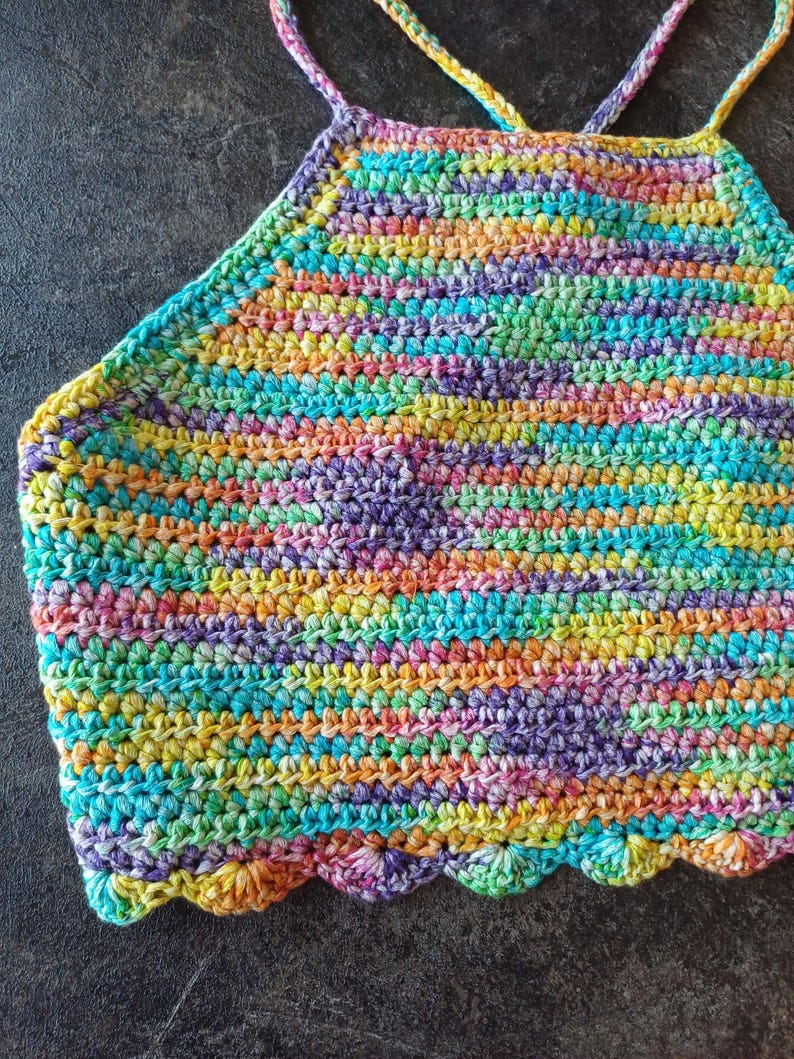 Rainbow Tank Top, %100 Cotton Crochet Colorful Halter Top, Perfect for ...