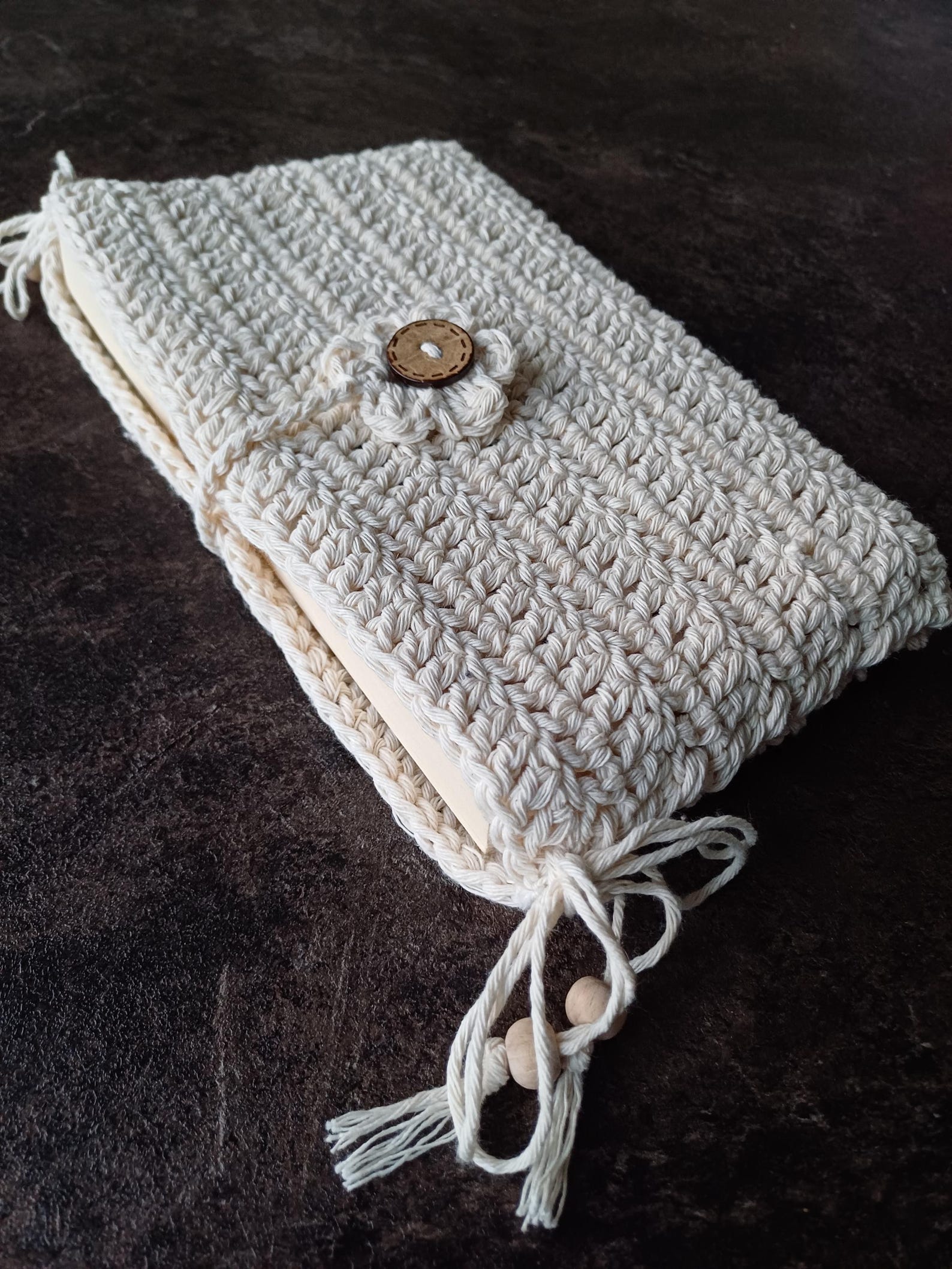 Boho Crochet Book Sleeve With Floral Accent – Soft and Protective Book ...