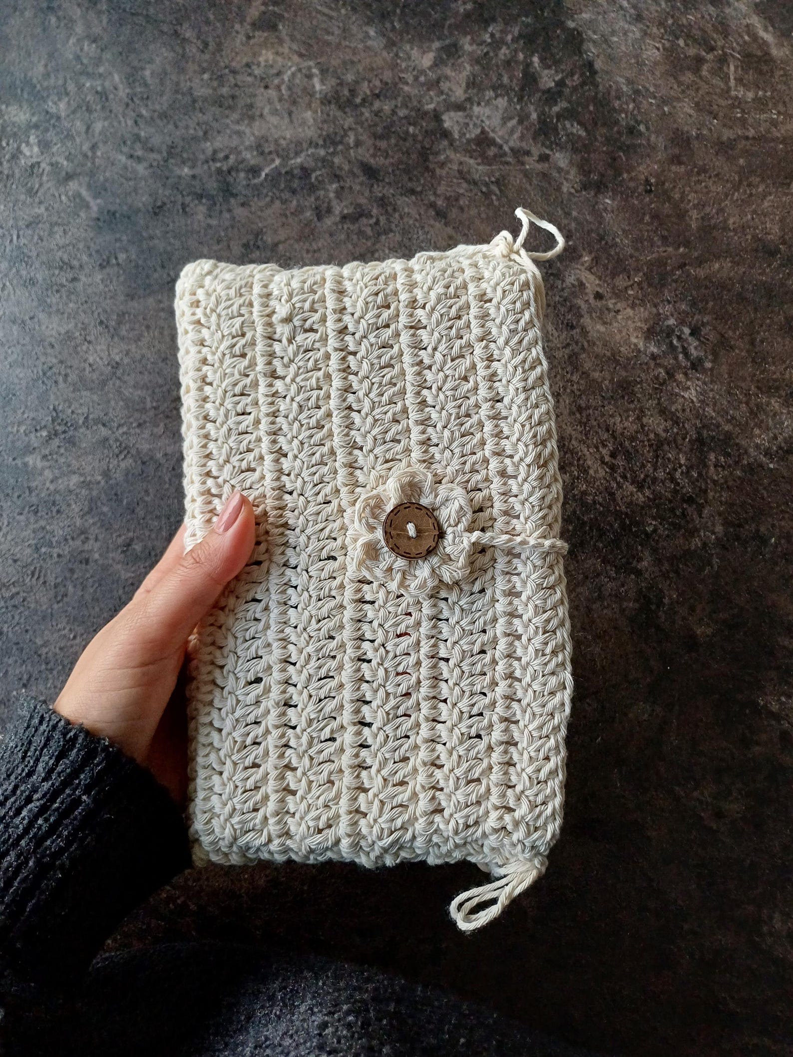 Boho Crochet Book Sleeve With Floral Accent – Soft and Protective Book ...