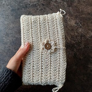 Boho Crochet Book Sleeve With Floral Accent – Soft and Protective Book ...