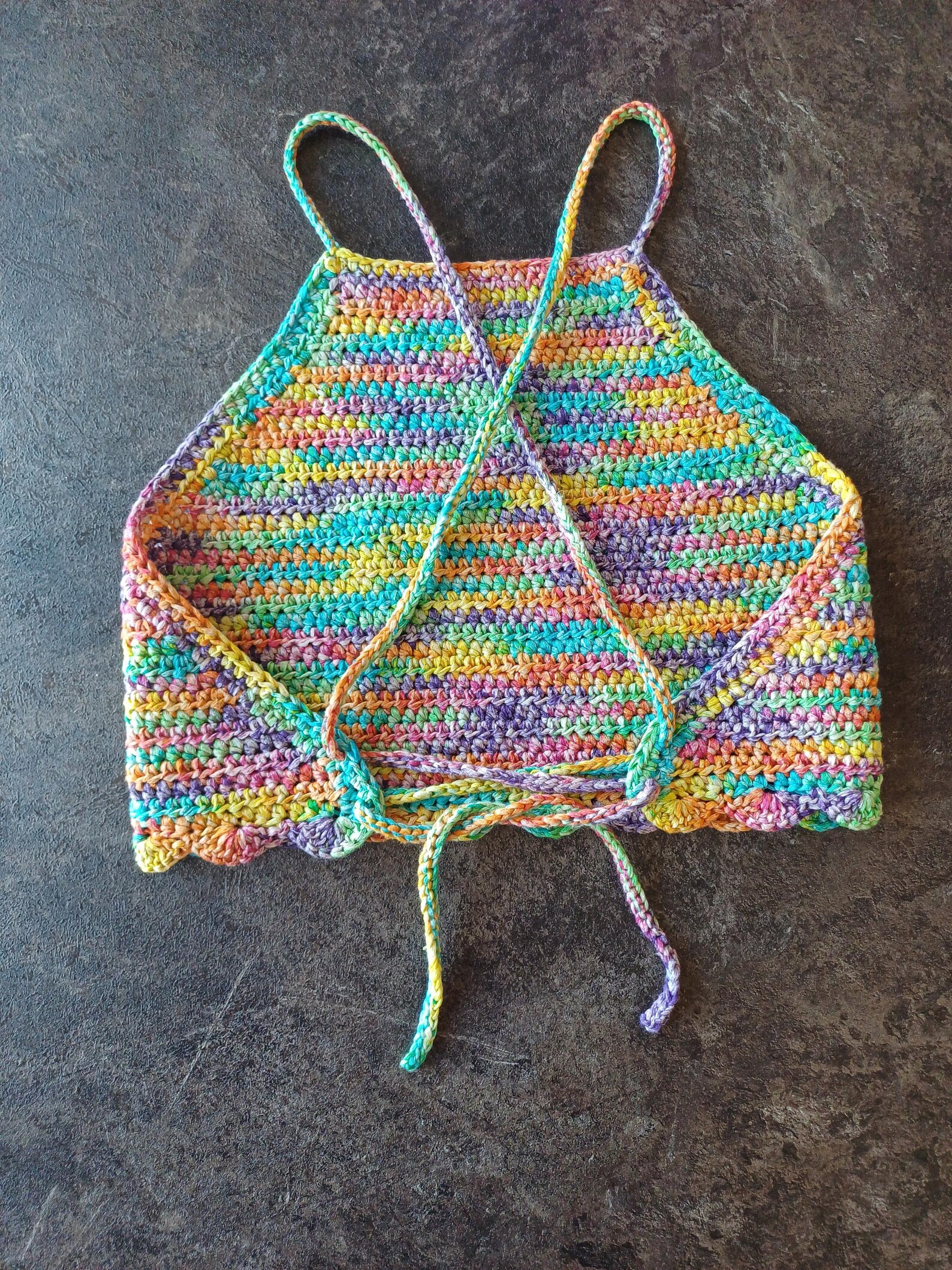 Rainbow Tank Top, %100 Cotton Crochet Colorful Halter Top, Perfect for ...