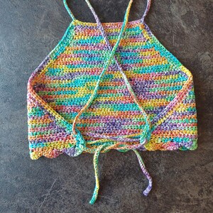 Rainbow Tank Top, %100 Cotton Crochet Colorful Halter Top, Perfect for ...