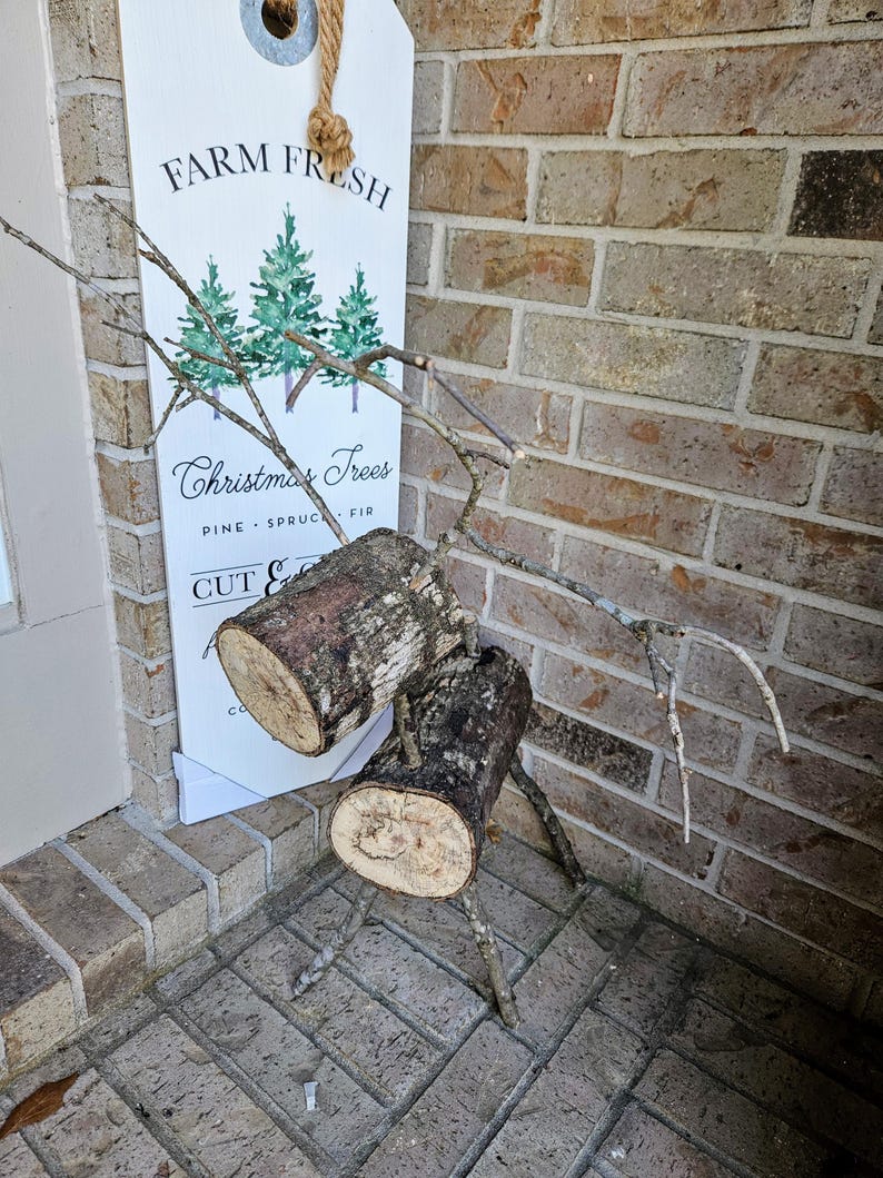 Rustic Log Reindeer - Large Size - Etsy